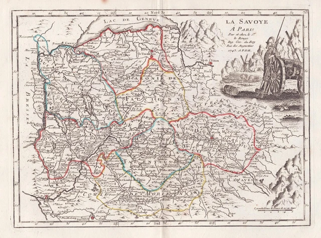 SAVOIA SAVOIE ITALIA Italie Incisione Map Gravure sur Cuivre Le Rouge ...