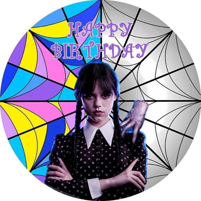 ROUND WEDNESDAY ADDAMS Backdrop Circle Happy Birthday Photo Background ...