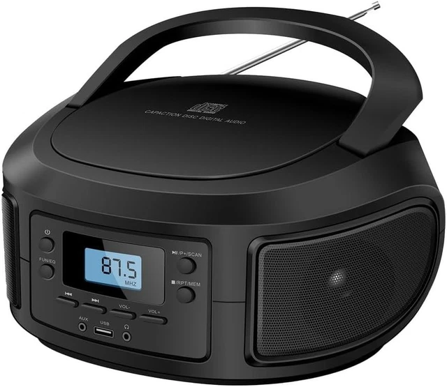 PORTABLE CD PLAYER Boombox with FM Radio, Bluetooth, and USB Port ...