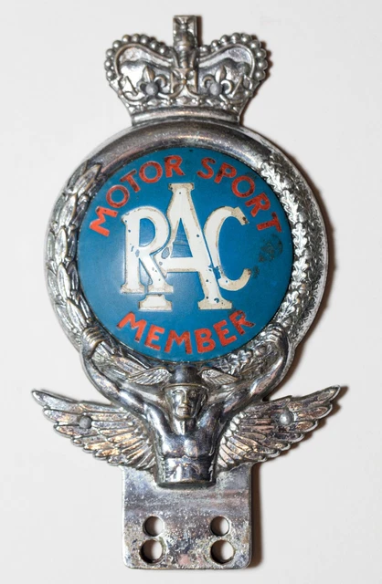 VINTAGE 1955-EARLY 1960'S RAC Motor Sport Member Car Badge Auto Emblem ...