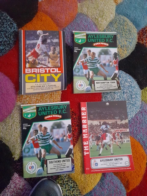AYLESBURY UTD FA cup football programmes x 4 from the 1980s & 1990s £1. ...