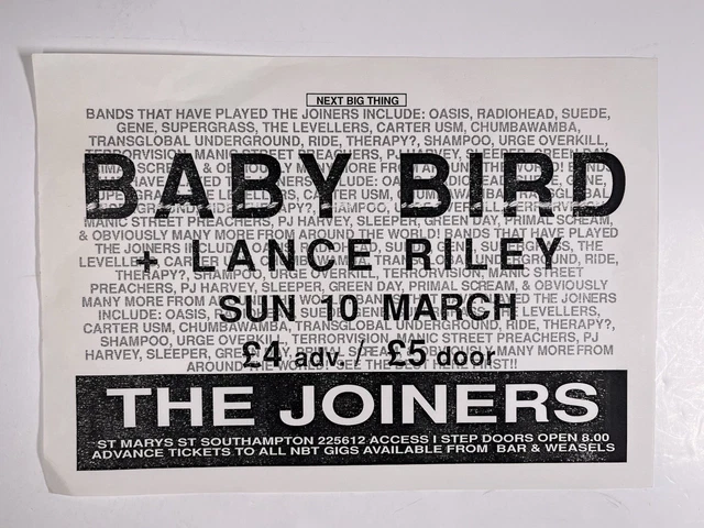 BÉBÉ OISEAU LANCE Riley Flyer Original Joiners Arms Southampton 10th ...