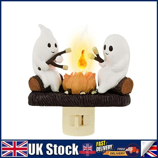 LED GHOSTS ROASTING Marshmallow Light Plug Into Wall Home Spooky Decor ...