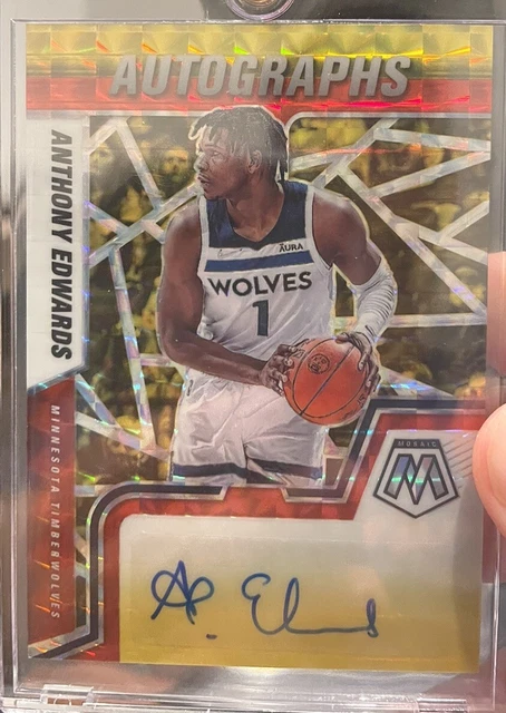 2021-22 MOSAÏQUE PANINI Anthony Edwards Choice Fusion rouge jaune Prizm ...