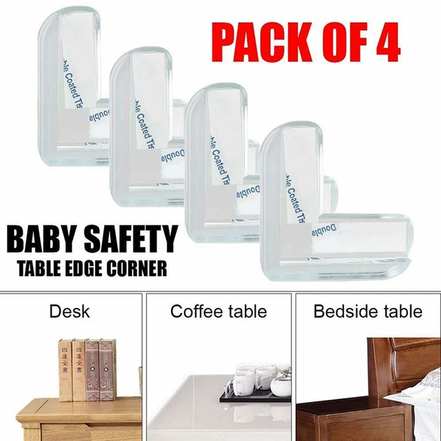 4X CLEAR RUBBER Furniture Corner Edge Table Cushion Guard Protector ...