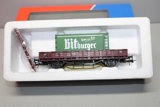 ROCO 2-ACHSER RUNGENWAGEN mit Container Bitburger Spur H0 OVP EUR 16,95 ...