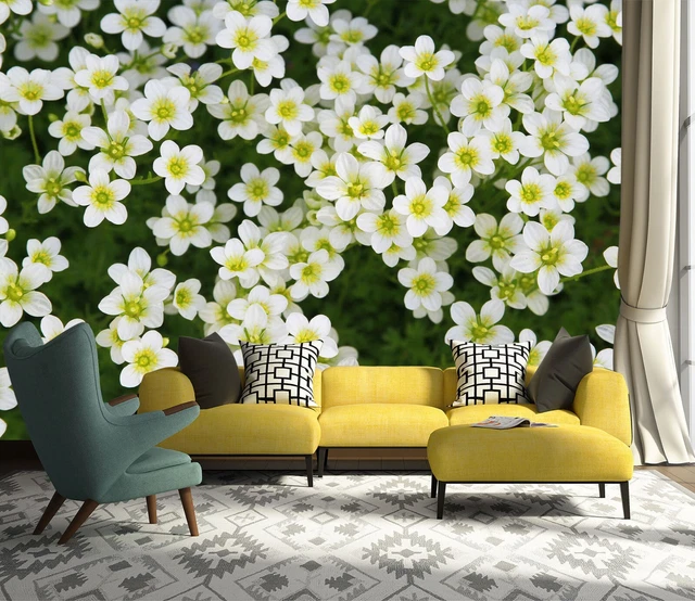3d Small White Flowers K123 Wallpaper Mural Self Adhesive Removable
