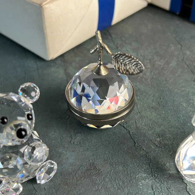 SWAROVSKI CRYSTAL FIGURINES Swan Pig Teddy Bear Apple Photo Frame ...