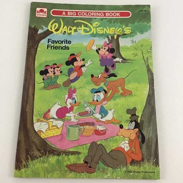 WALT DISNEY FAVORITE Friends Coloring Book Mickey Minnie Mouse Donald ...