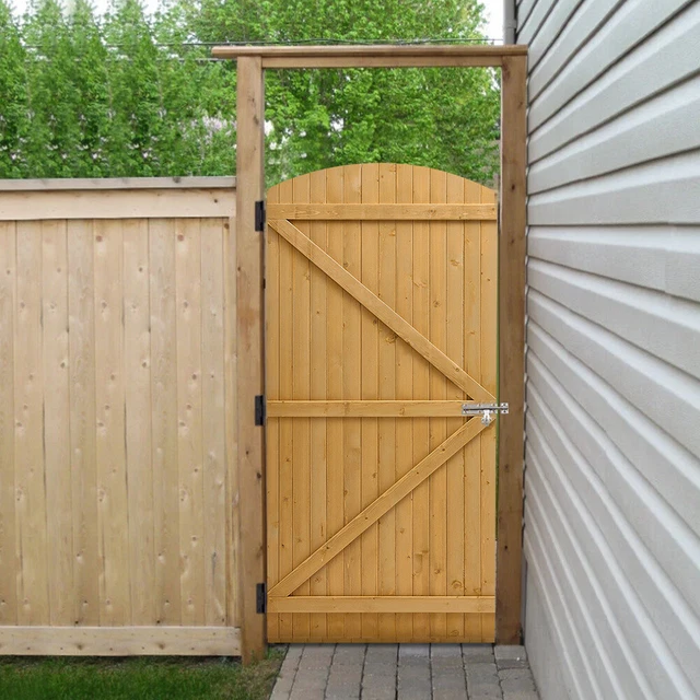 PRESSURE-TREATED WOODEN GARDEN Gate Arched Top Pedestrian Gate Free ...