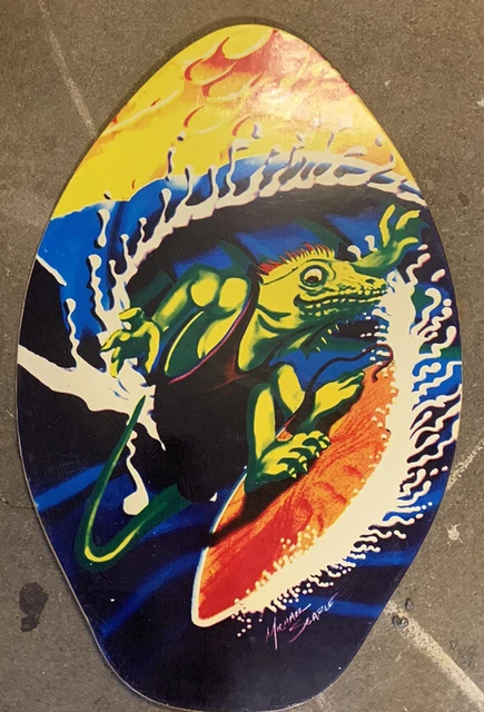 VINTAGE SKIM LIZARD Michael Searle Surf Board Skimboard Wood Shark ...