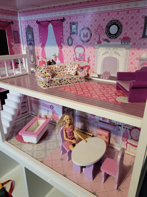 CHILDRENS PINK LARGE Mansion Wooden Dolls House £16.15 - PicClick UK