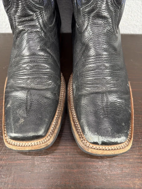 TEXAS COUNTRY WESTERN Cowboy Rodeo Mens US 8 Black Leather Blue ...