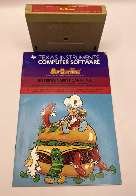 TEXAS INSTRUMENTS TI-99/4A *BURGERTIME* Game Cartridge Manual Tested ...