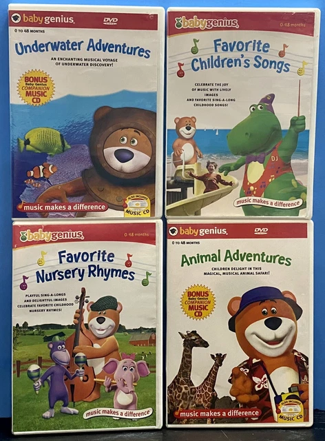 BABY GENIUS DVDS Lot Of 4 UNDERWATER-CHILDREN’s SONGS-ANIMALS-NURSERY ...