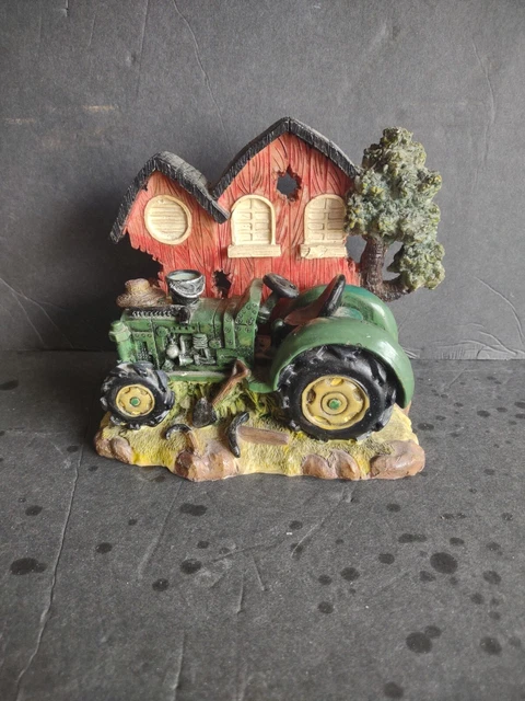 TRACTOR BARN FIGURINE Resin Statue Diorama Farm Sculpture $20.00 - PicClick