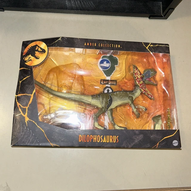 JURASSIC PARK DILOPHOSAURUS Amber Collection 6” Action Figure Mattel ...