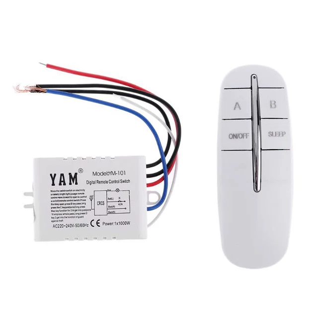 1-WAY LIGHT SWITCH&RECEIVER Remote Control Lighting Fixture Transmitter ...