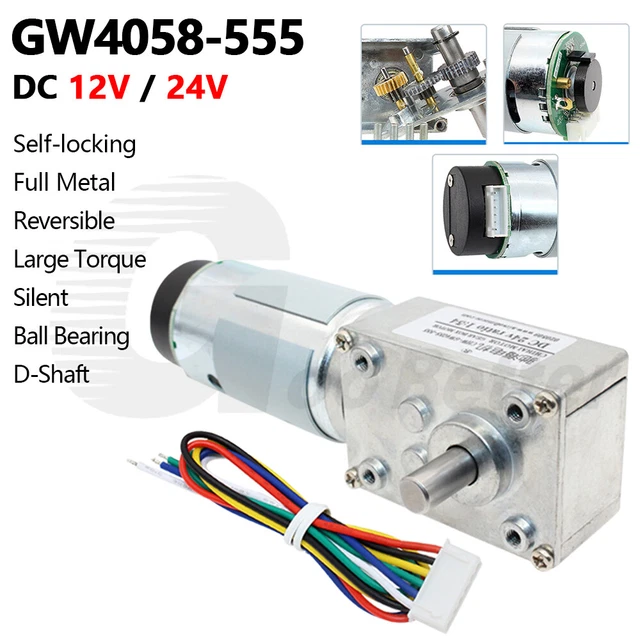 MOTORE CAMBIO MINI worm 40 mm motore cambio DC 12V 24 V con azionamento ...