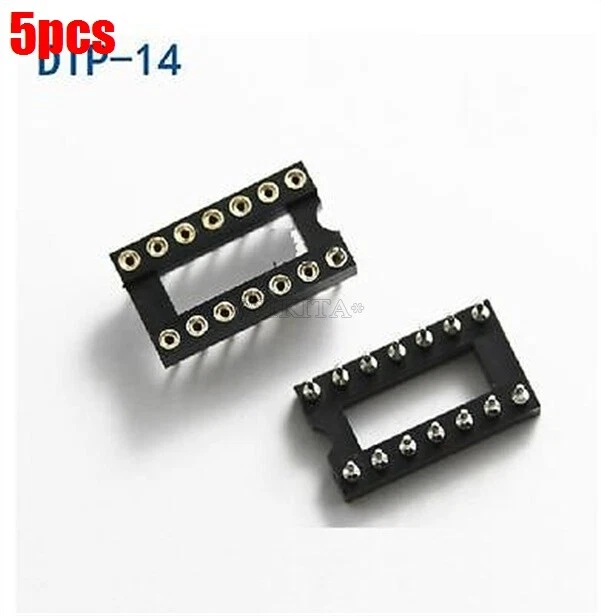 5PCS 14PIN SIP Gold Plated Machined Socket Adaptor Solder Type Dip ...