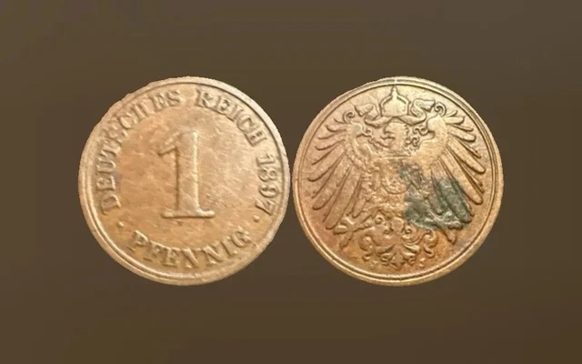 MÜNZE DEUTSCHES REICH Kaiserreich 1 Pfennig 1897 J in Vorzüglich EUR 2 ...
