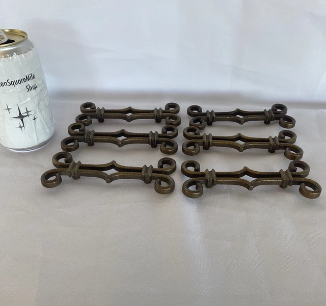 SET OF 6 vintage ornamental drawers pull handle metal gothic scroll ...