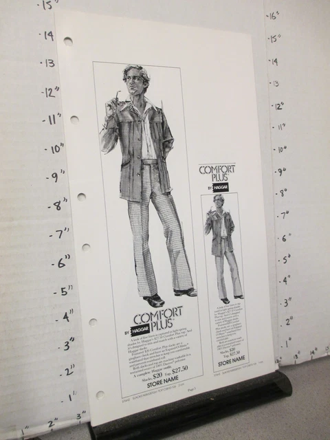 HAGGAR 1976 MEN'S clothing sales ad sheet COMFORT PLUS slacks jacket ...