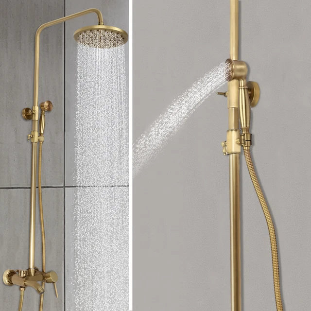 ANTIK MESSING DUSCHARMATUR Regendusche Duschsystem Duschset Kopfbrause Armatur EUR 107,10 ...