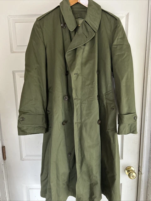 VINTAGE 1950S Military Field Overcoat Trench Coat Jacket Size Regular S ...