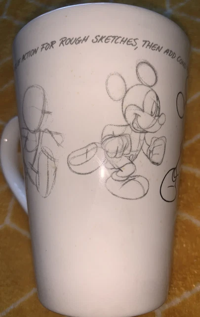 MICKEY MOUSE DISNEYLAND Paris Animation Skizze Zeichnung Becher Tasse ...