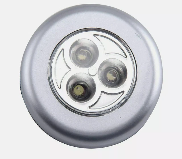 3X LED TOUCH Push Light Self-Stick On Click On/Off Battery Button Spot ...