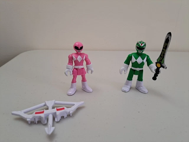FISHER PRICE IMAGINEXT Mighty Morphin Power Rangers Green & Pink Ranger ...