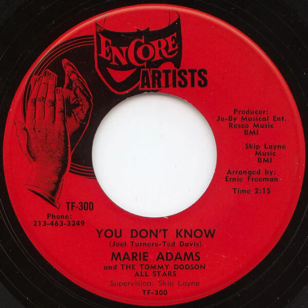 MARIE ADAMS AND The Tommy Dodson All Stars You Don't Know - 45T x 1 EUR ...