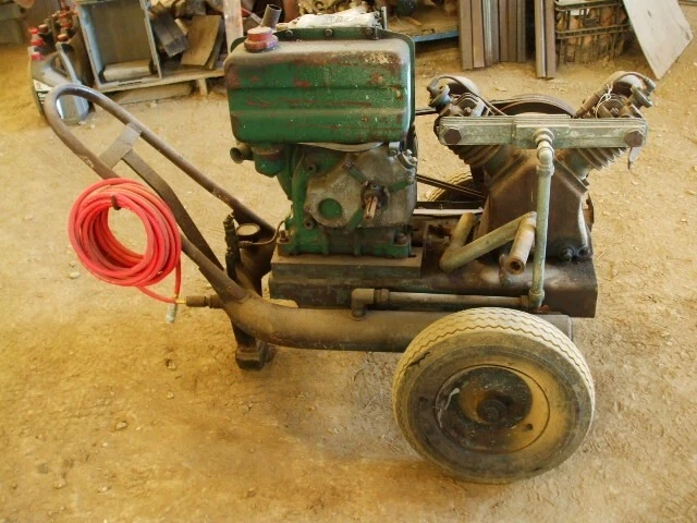 LISTER DIESEL ENGINE driven air compressor single cylinder belt drive £ ...