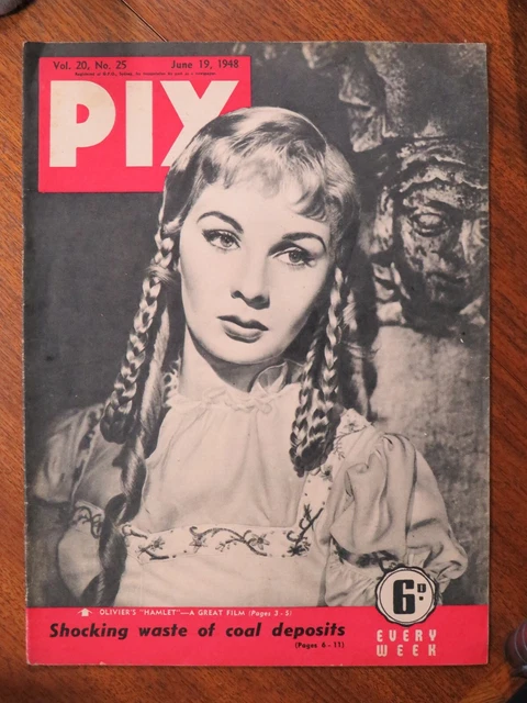 PIX MAGAZINE AUSTRALIA June 19 1948 - Jean Simmons as Ophelia cover ...