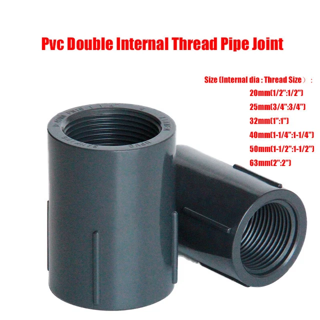 PVC DOUBLE INTERNAL Threaded Joint Bsp Female Thread Fitting Dark Gray ...