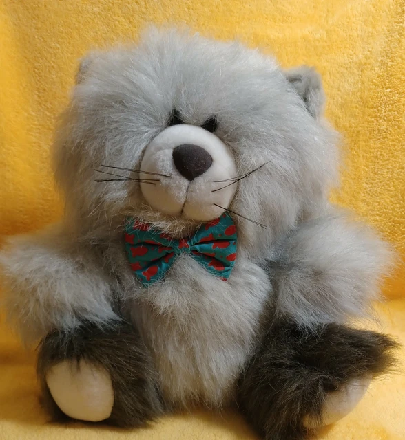 VINTAGE DAKIN FUN Farm Plush 12" Cat "Fishsticks" Goldfish Bowtie ...