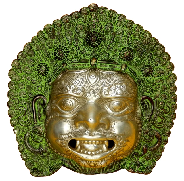 DEITY MAHAKALA MASK Metal Bairava Shiva Bhairav Wall Hanging Feng Shui ...
