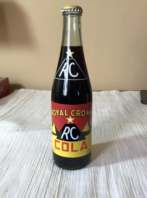 VINTAGE ROYAL CROWN Pyramid RC Cola Glass Soda Bottle SEALED FULL £127. ...