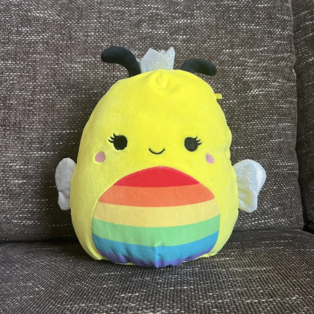 SQUISHMALLOW SQUISHMALLOWS SOFT Toy Cuddly Plush Yellow Rainbow Bee ...