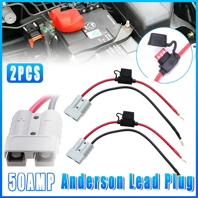 2X ANDERSON LEAD 50 amp 50A plug Battery Connector Fuse Holder cable ...