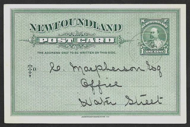 1904 1905 CLUNY MACPHERSON Newfoundland Postcard Postal Stationary £47. ...