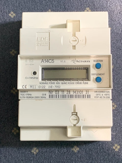 COMPTEUR ELECTRIQUE ACTARIS A14C5 EN TRÈS BON ETAT EUR 22,00 - PicClick FR