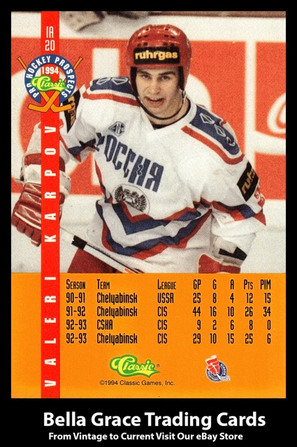 1994 CLASSIC PRO Hockey Prospects Valeri Karpov #IA20 Russia Ice Ambassadeurs LNH EUR 2,87 ...