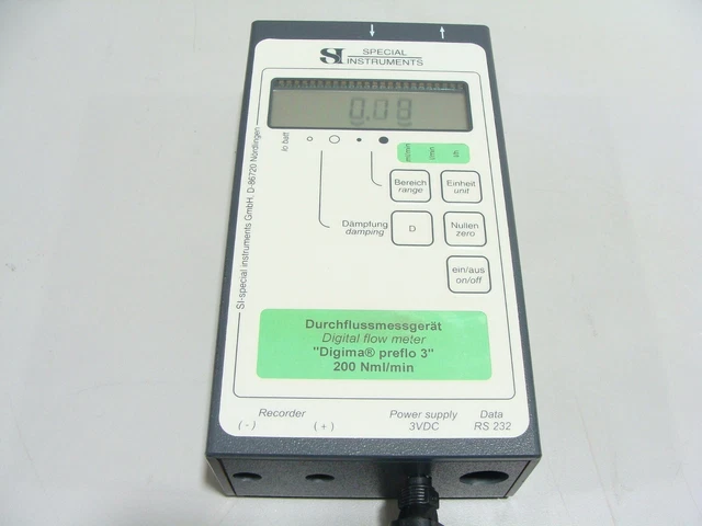 SPECIAL INSTRUMENTS DIGIMA preflo 4 Digital Portable Gas Flow Meter ...