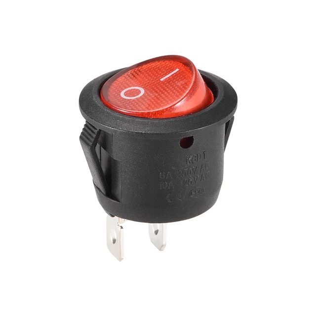 BOAT ROCKER SWITCH Round Toggle Switch Red ON/OFF AC 250V/6A 125V/10A ...