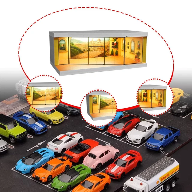 1/64 SCALE MODEL Car Display Case Street Diorama with LED Light Display ...