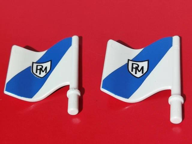 PLAYMOBIL X2 BANDERINES Mano Azul Y Blanco Banderas Banderin Bandera ...