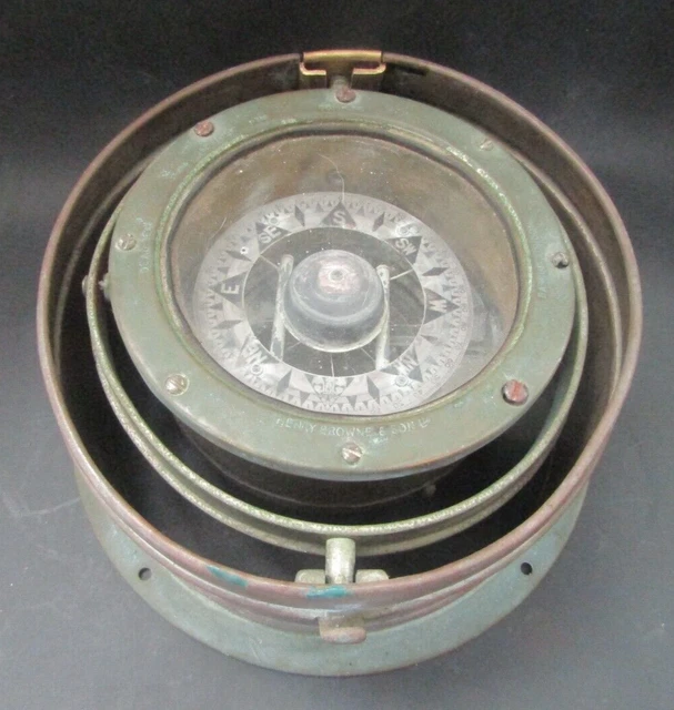 COMPAS BOUSSOLE MARINE Anglais EN LAITON brass ships compass Henry ...