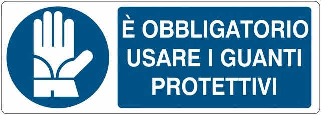 CARTELLO SEGNALETICO UNI ISO - È obbligatorio usare i guanti protettivI ...